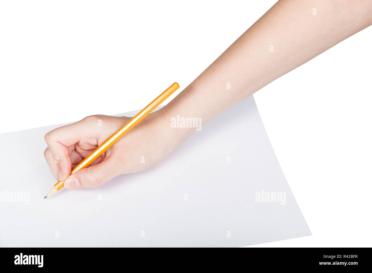 hand writes by wooden lead pencil on paper Stock Photo - Alamy