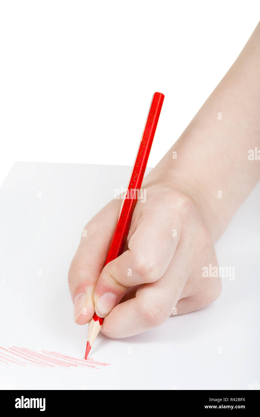 hand drafts by red pencil on sheet of paper Stock Photo - Alamy