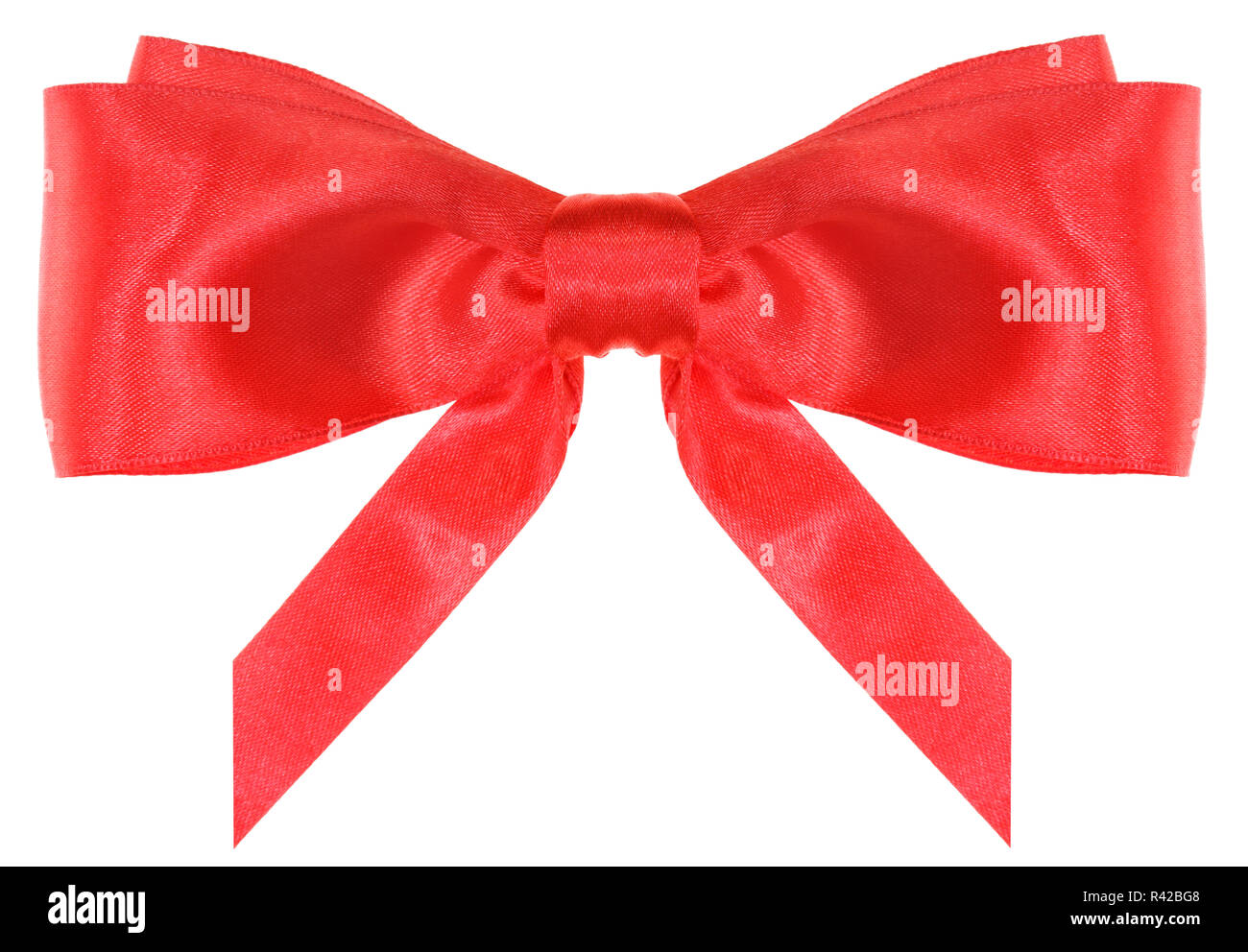 symmetric red ribbon bow with vertically cut ends Stock Photo - Alamy