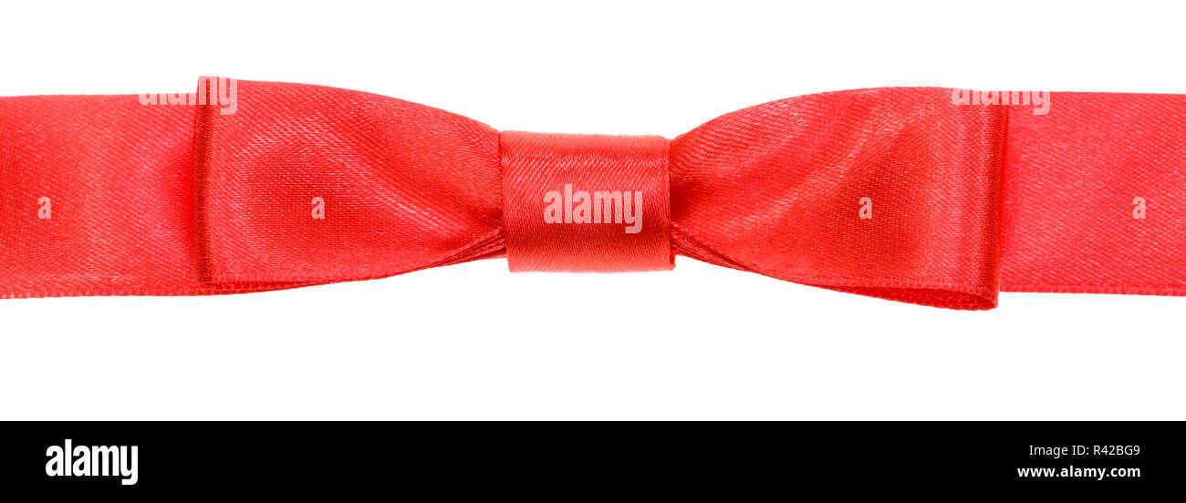 real red bow knot on wide silk ribbon isolated Stock Photo - Alamy