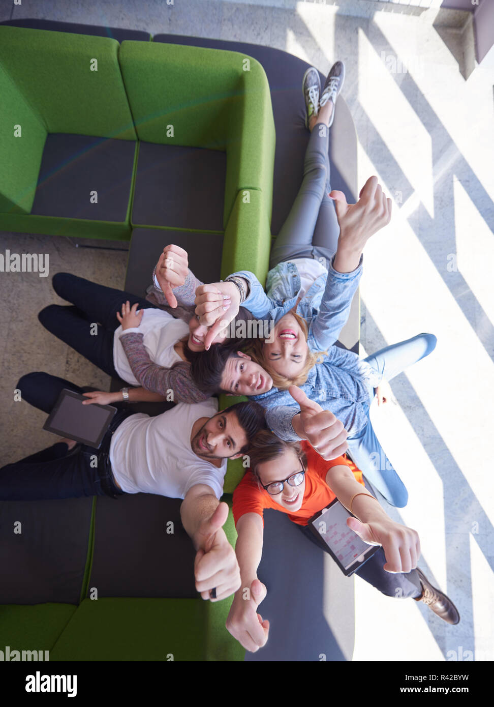 students group working on school project together Stock Photo - Alamy