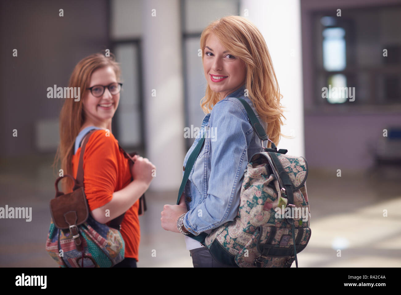 happy student girls Stock Photo - Alamy