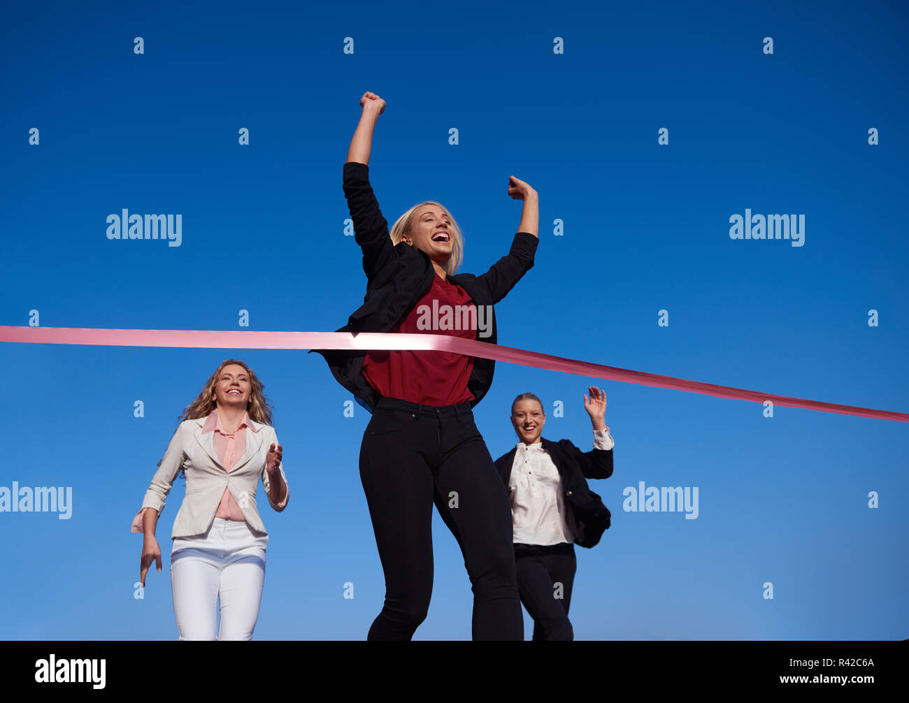 business people running on racing track Stock Photo - Alamy