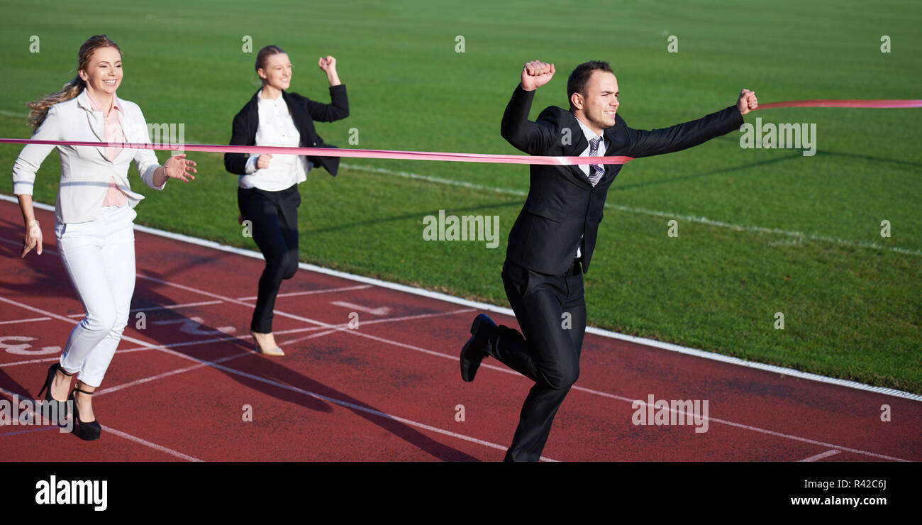 business people running on racing track Stock Photo - Alamy