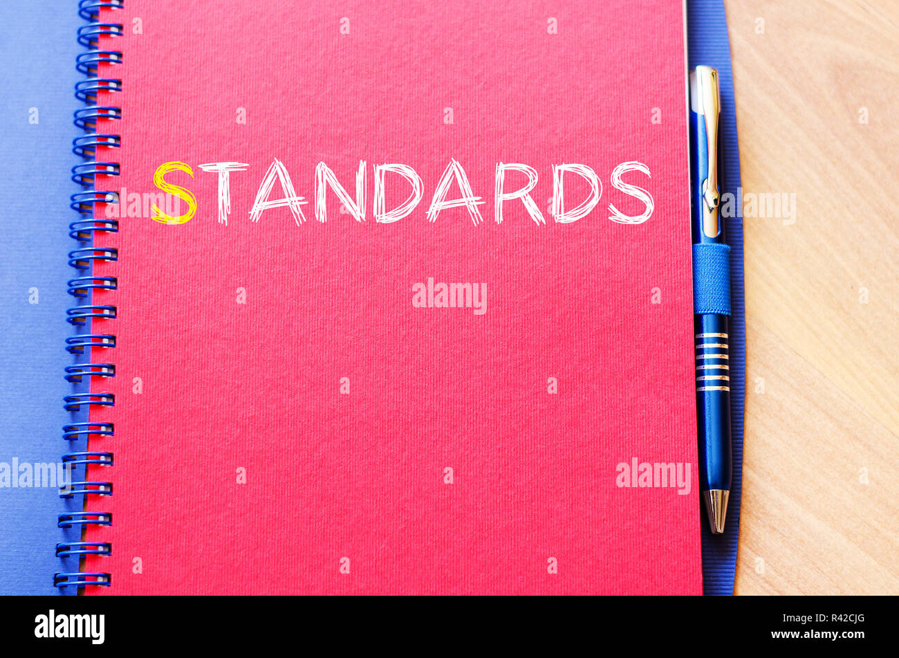 Standards write on notebook Stock Photo - Alamy