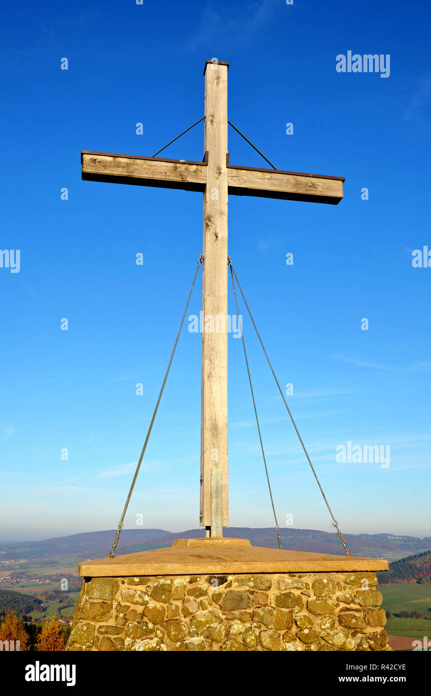 cross on the rÃ¶ÃŸberg in the rhÃ¶n Stock Photo - Alamy