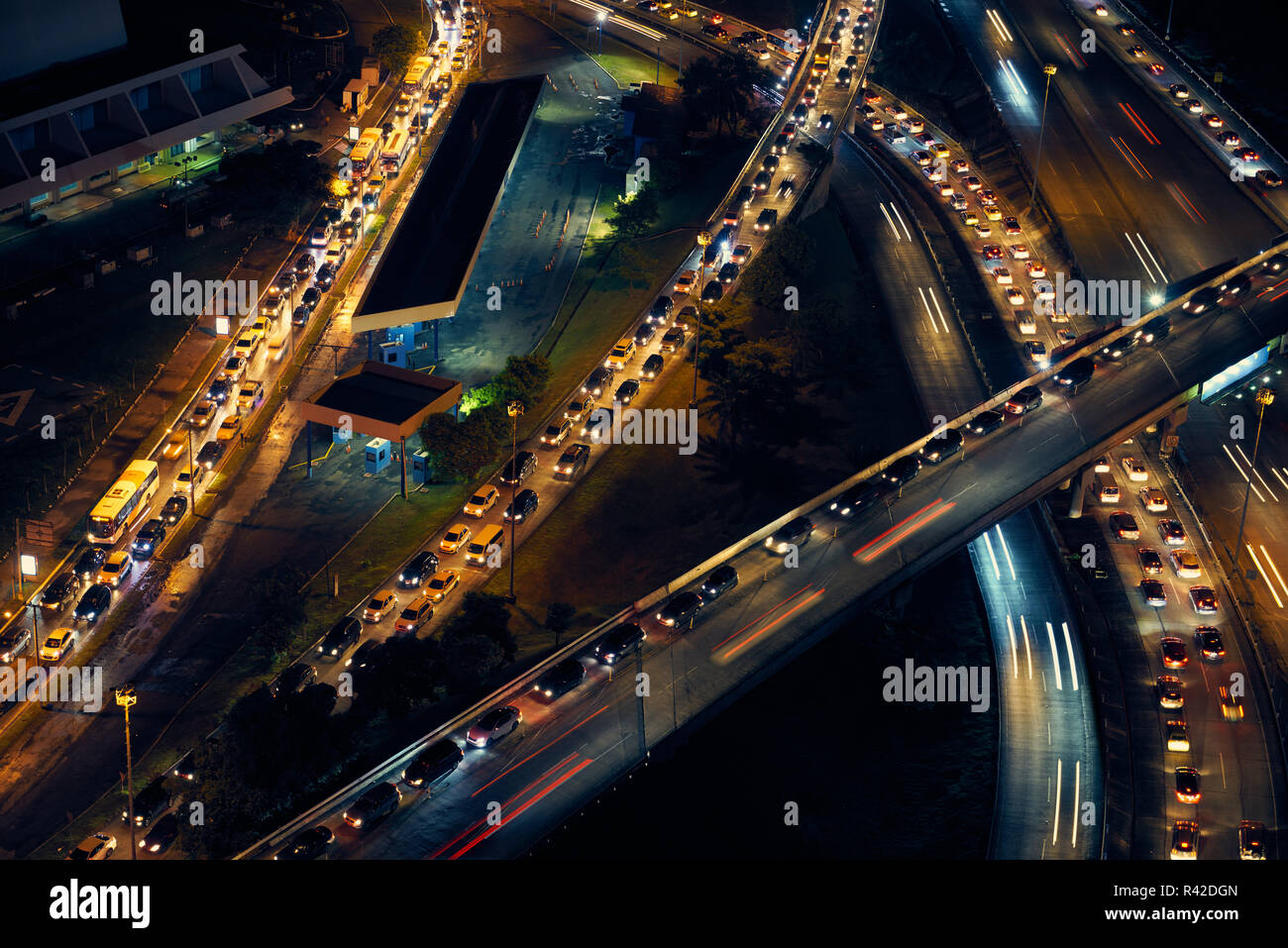 Panama City Traffic Cars On Highway And Streets At Night Stock Photo ...