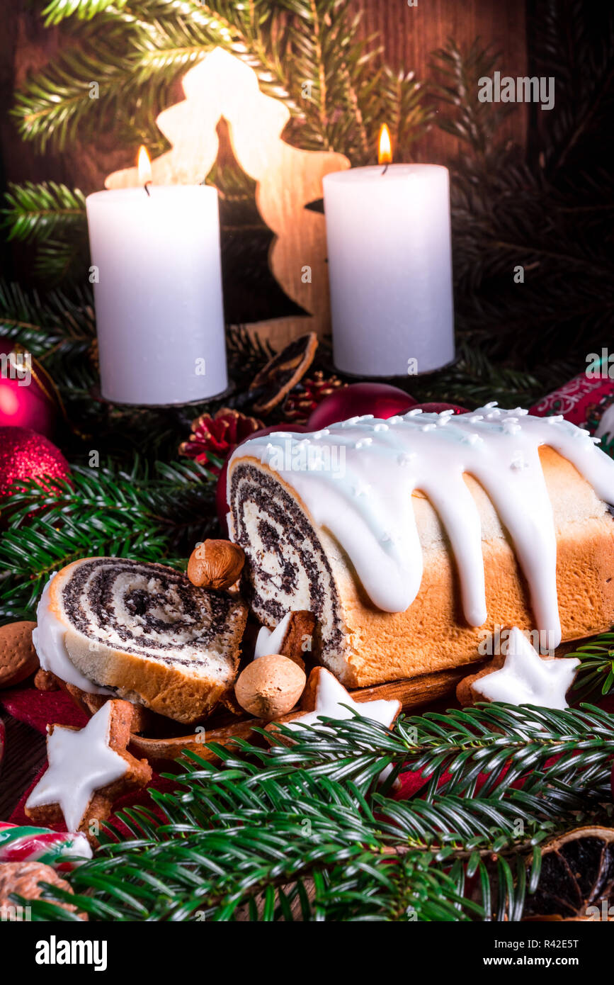 christmas poppy seed cake Stock Photo - Alamy