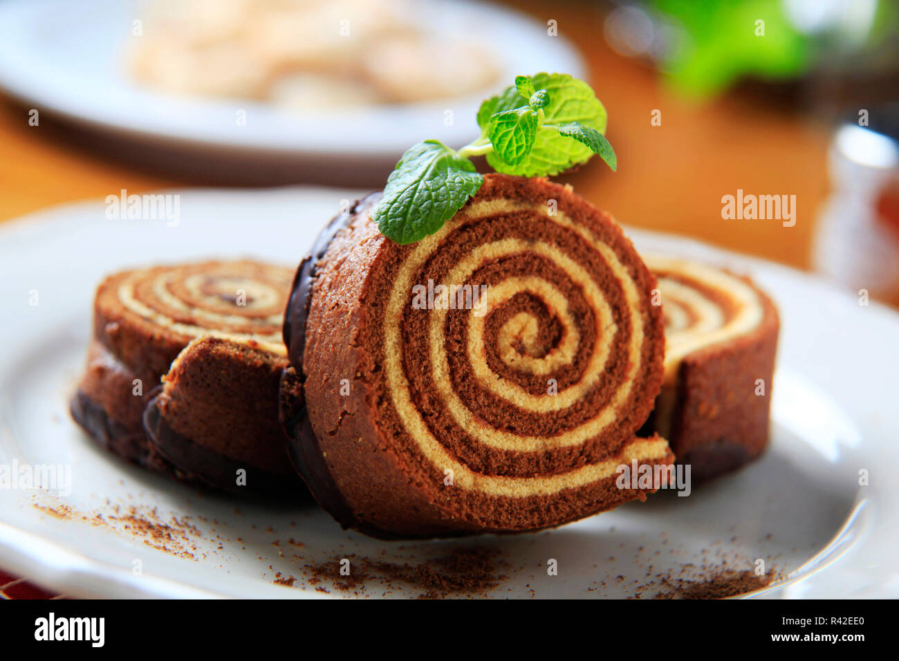 Sponge cake roll Stock Photo - Alamy