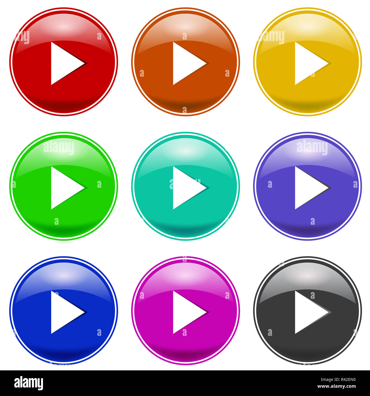 Set of Colorful Play Icons Stock Photo - Alamy