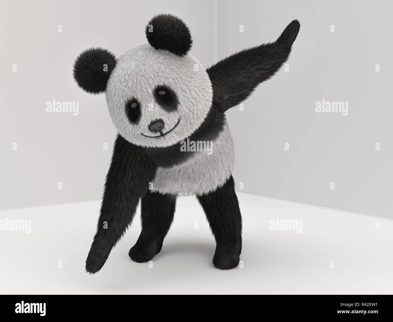 panda fluffy mascot 3d Stock Photo - Alamy