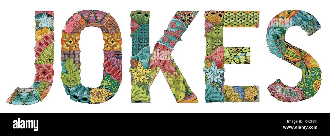 Hand-painted art design. Hand drawn illustration word JOKES for t-shirt ...