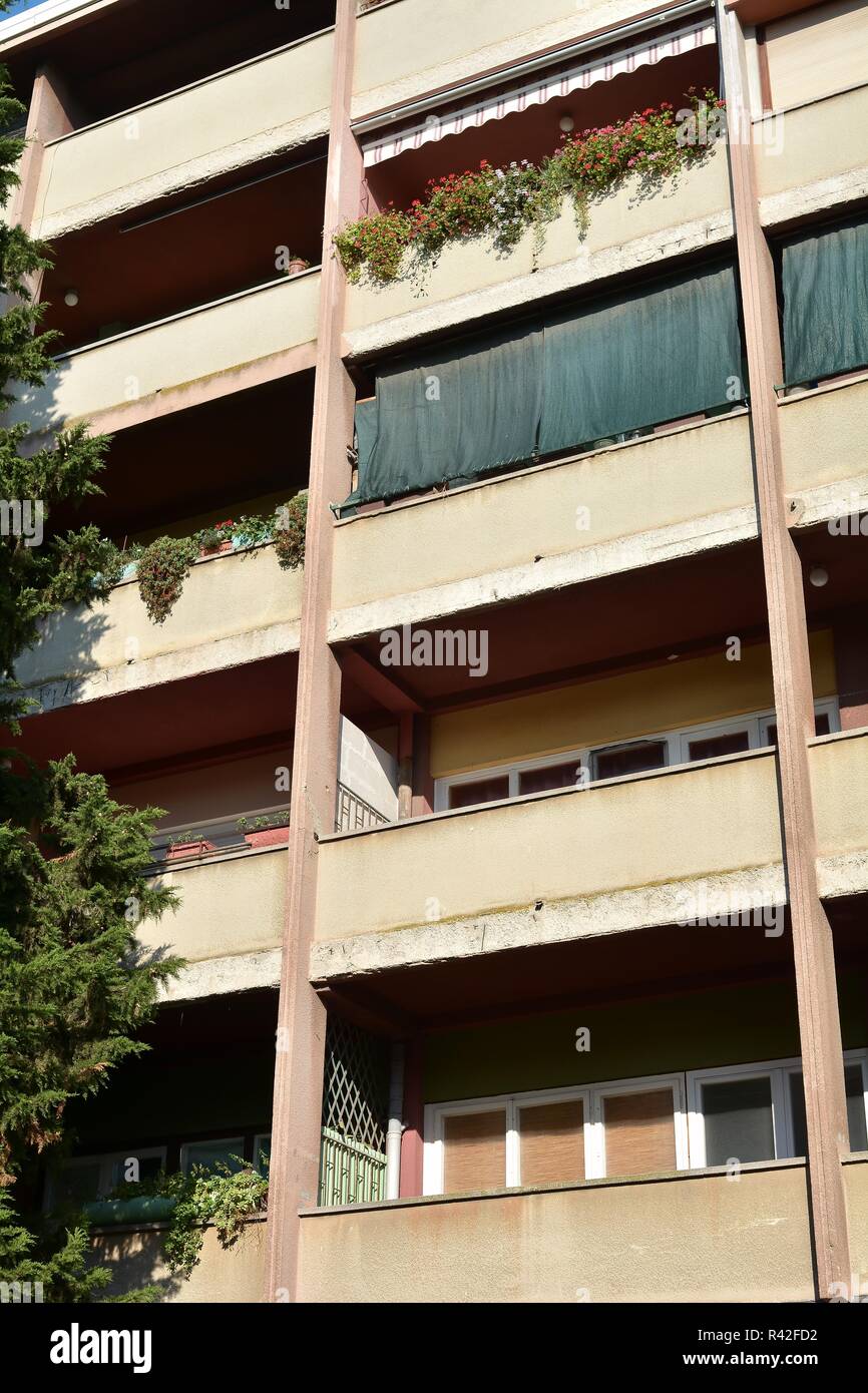 facade of a residential building in downtown pula in croatia Stock ...