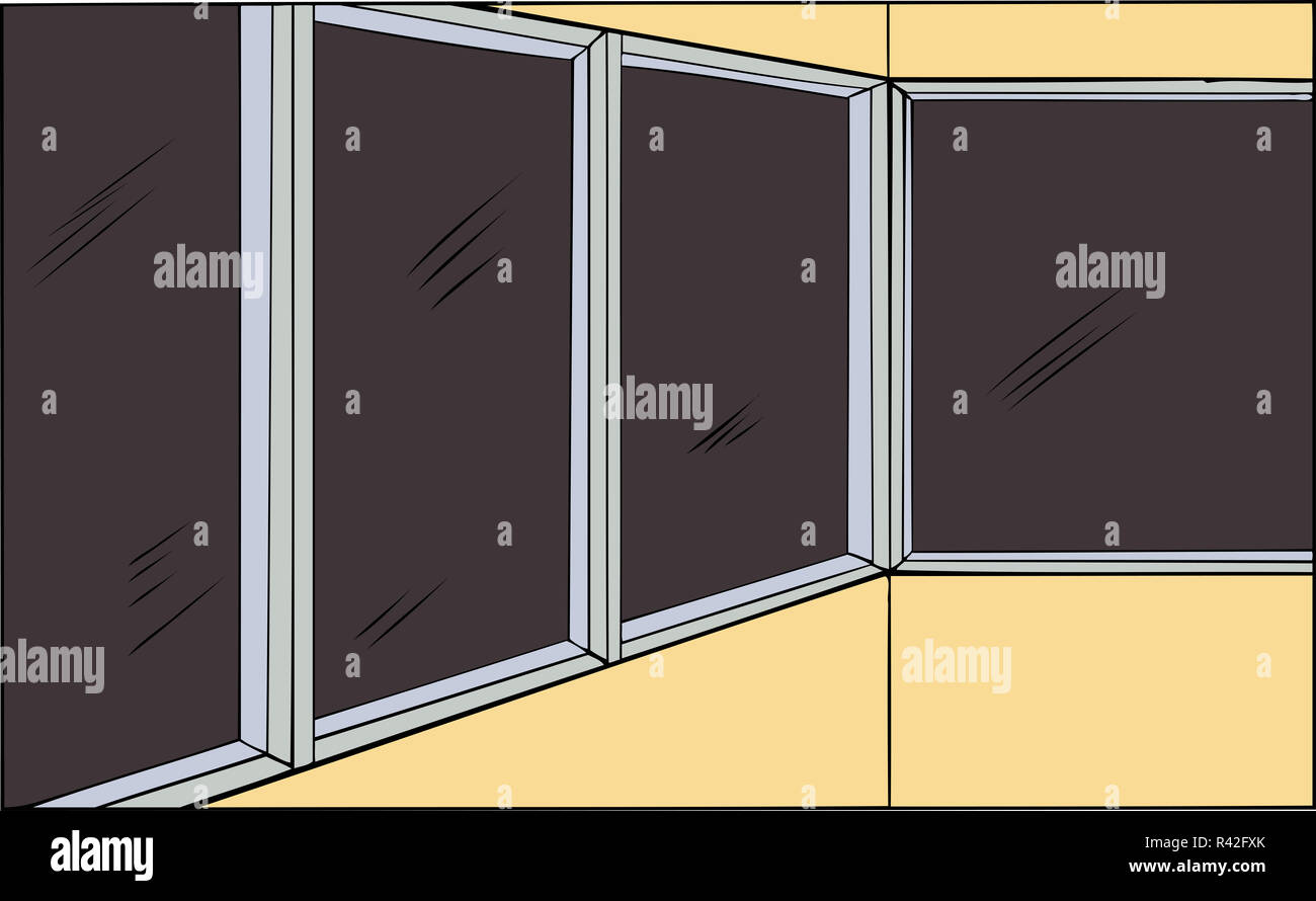 Room with Windows at Night Stock Photo - Alamy