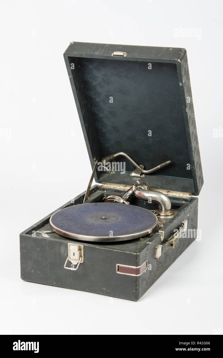 A general view of a gramophone isolated on a white background Stock ...