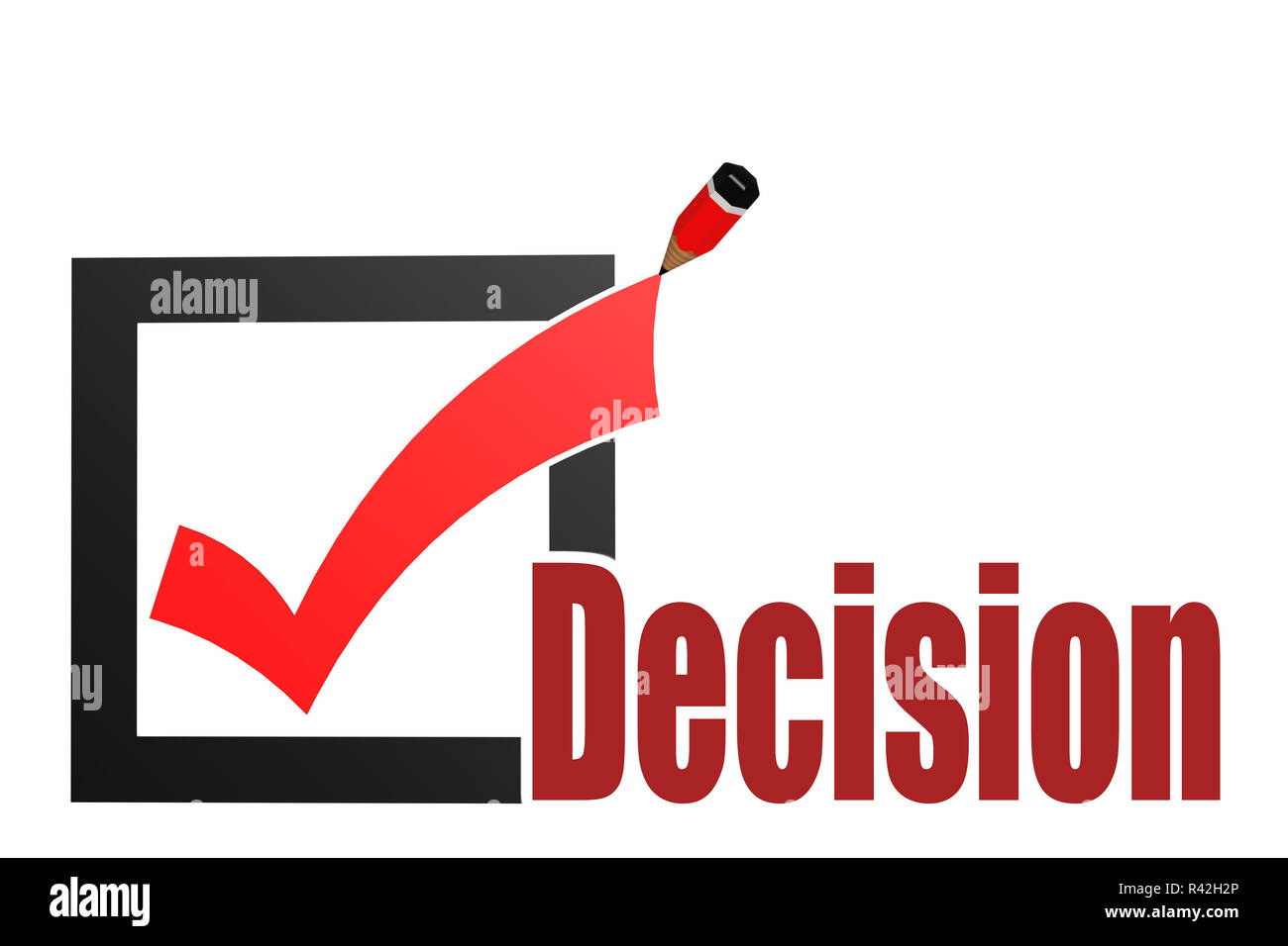 Check mark with decision word Stock Photo - Alamy