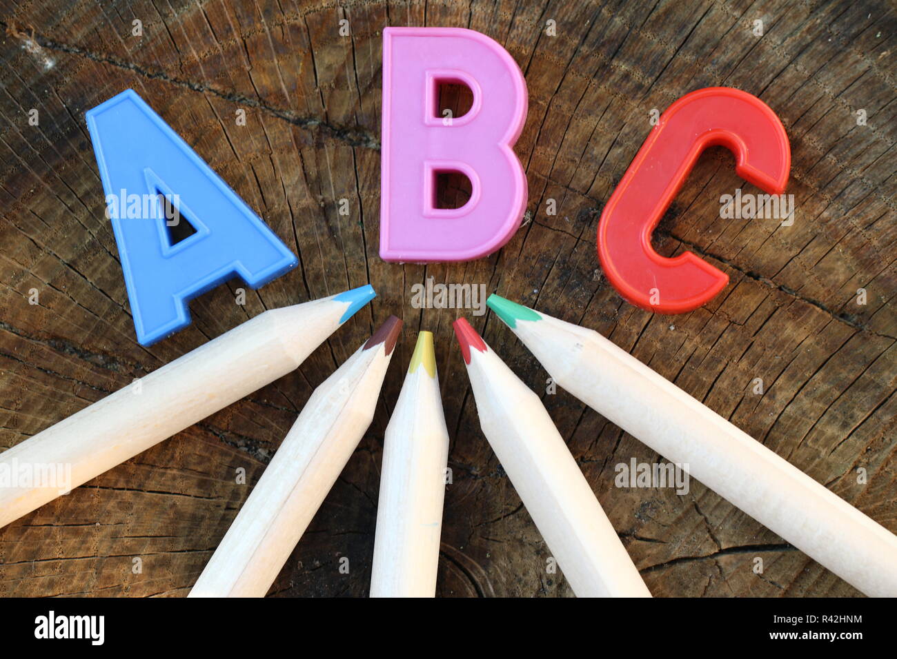 abc with colored pencils Stock Photo - Alamy