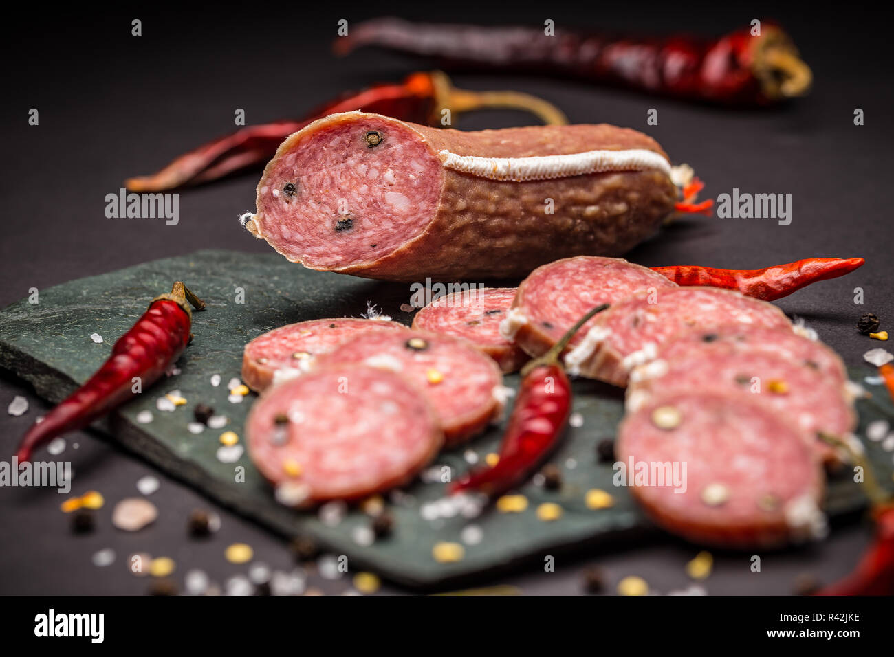 French salami black pepper hi-res stock photography and images - Alamy