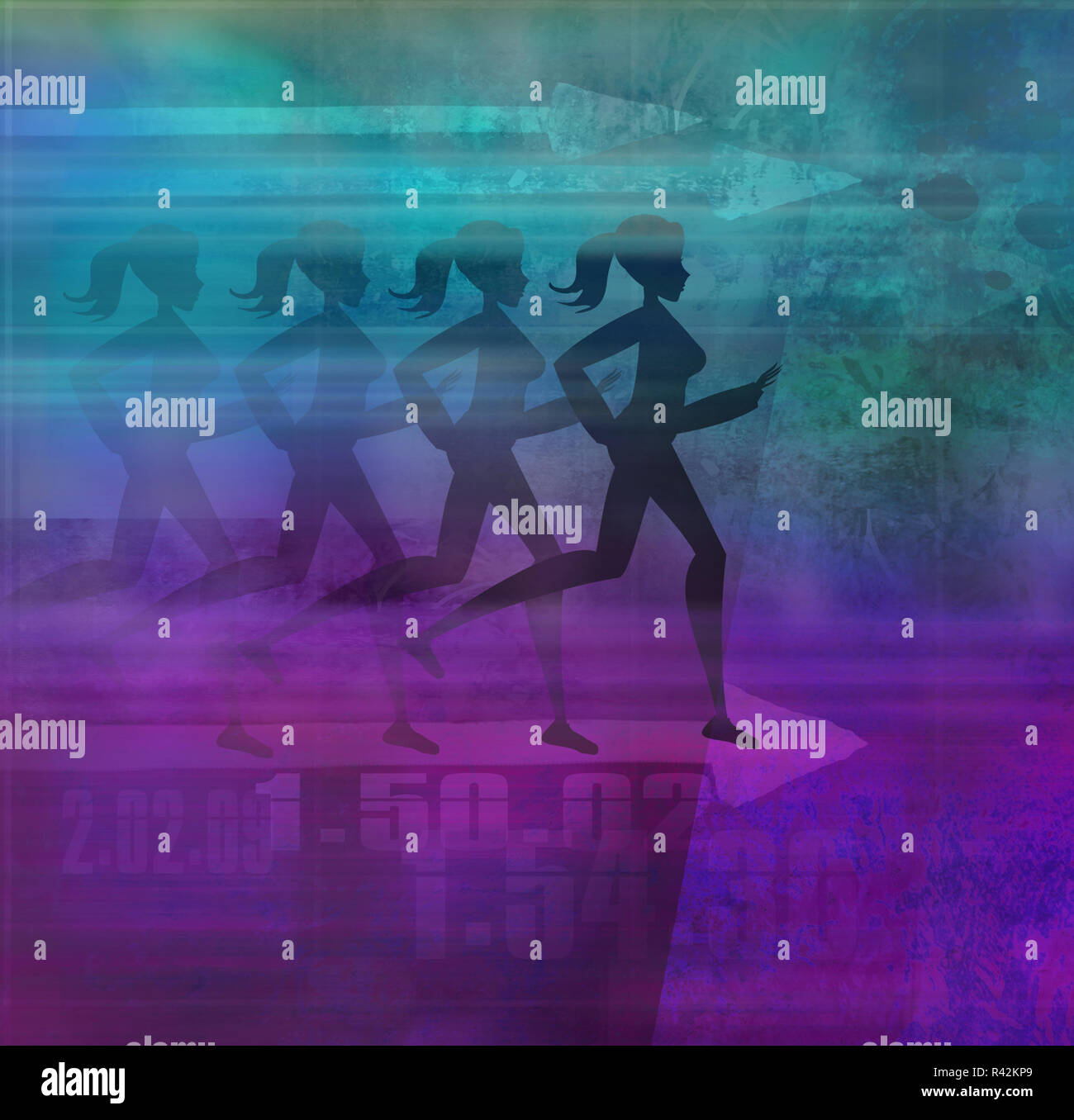 runner silhouette girl on the abstract background Stock Photo - Alamy