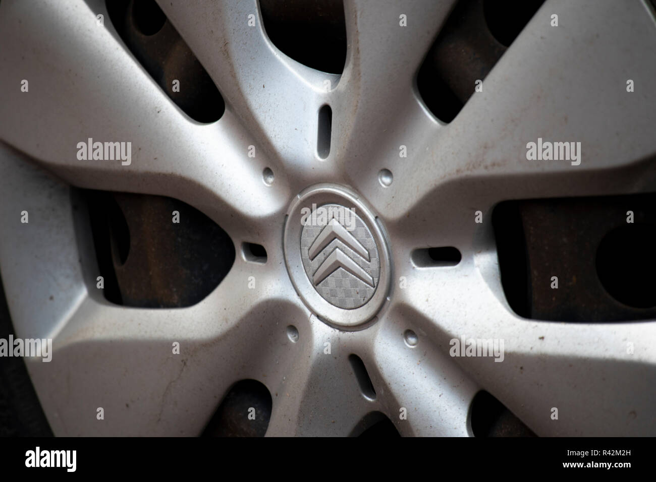 Citroen alloy wheel on car, French automobile manufacturer founded in ...