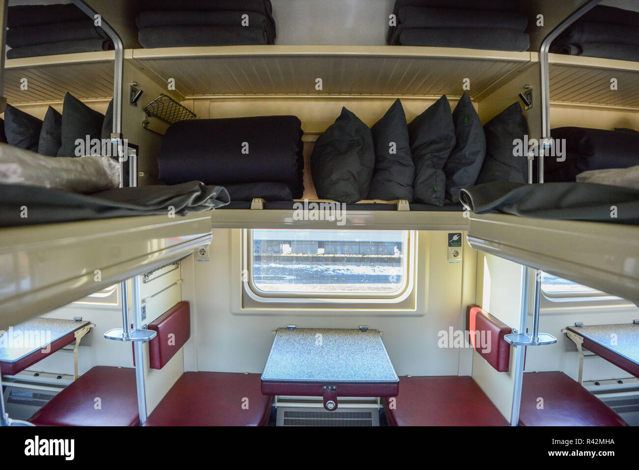 Interior of the Trans-Siberian Express train, connecting Moscow with ...