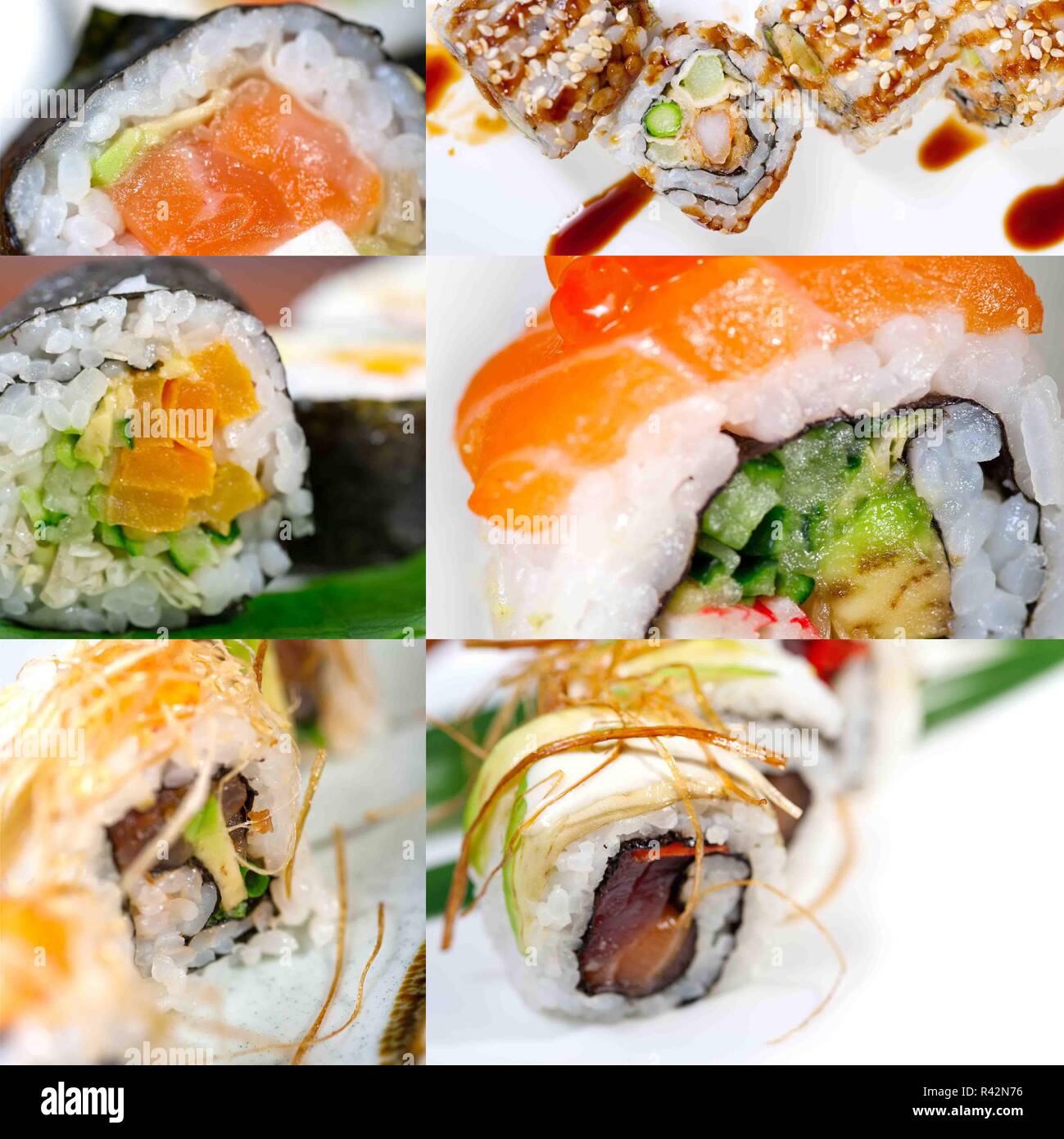 Japanese sushi collage Stock Photo - Alamy