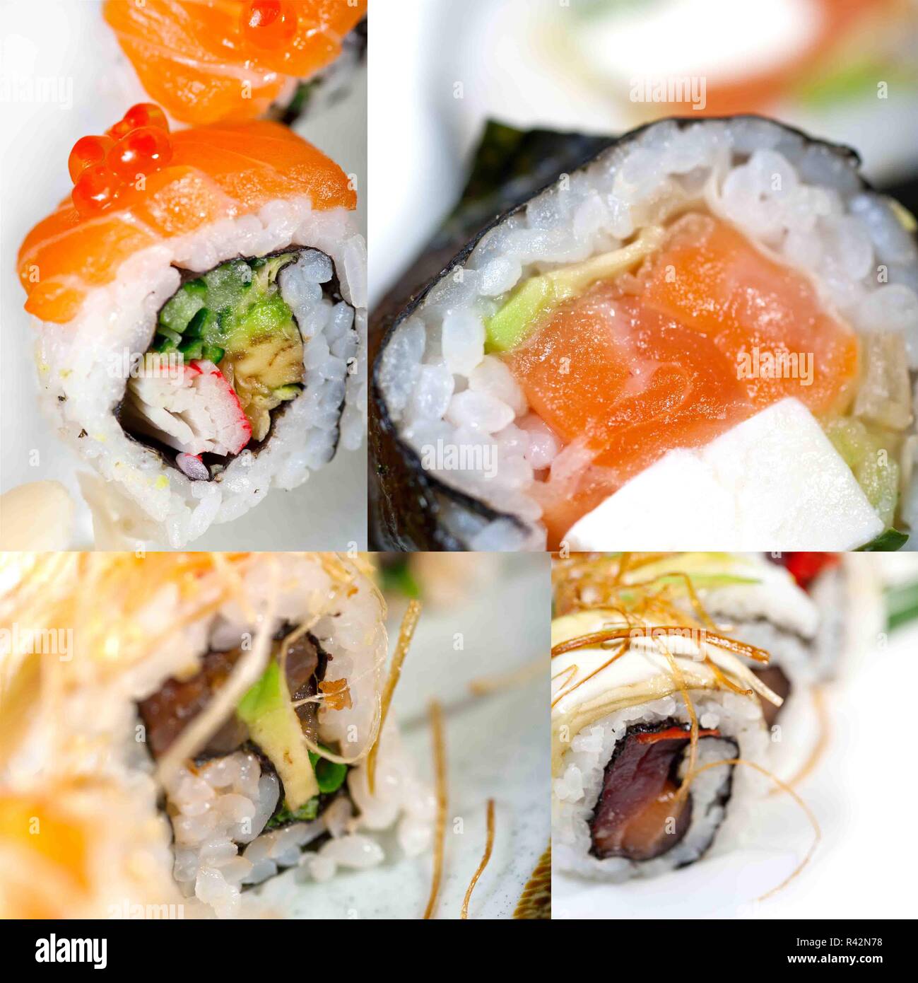 Japanese sushi collage Stock Photo - Alamy