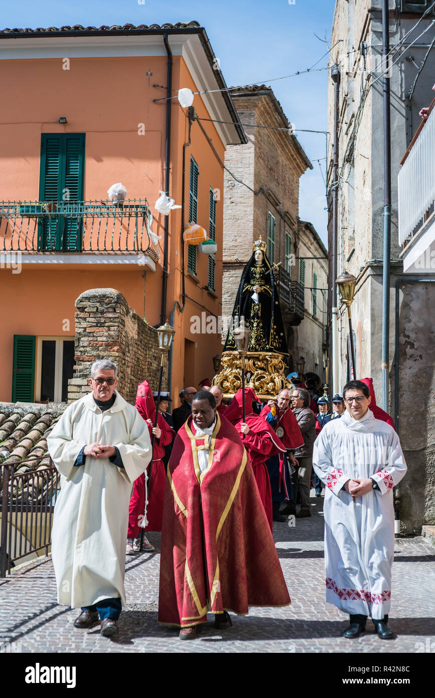 Easter processions in the street of the village Penne, Italy, Europe ...