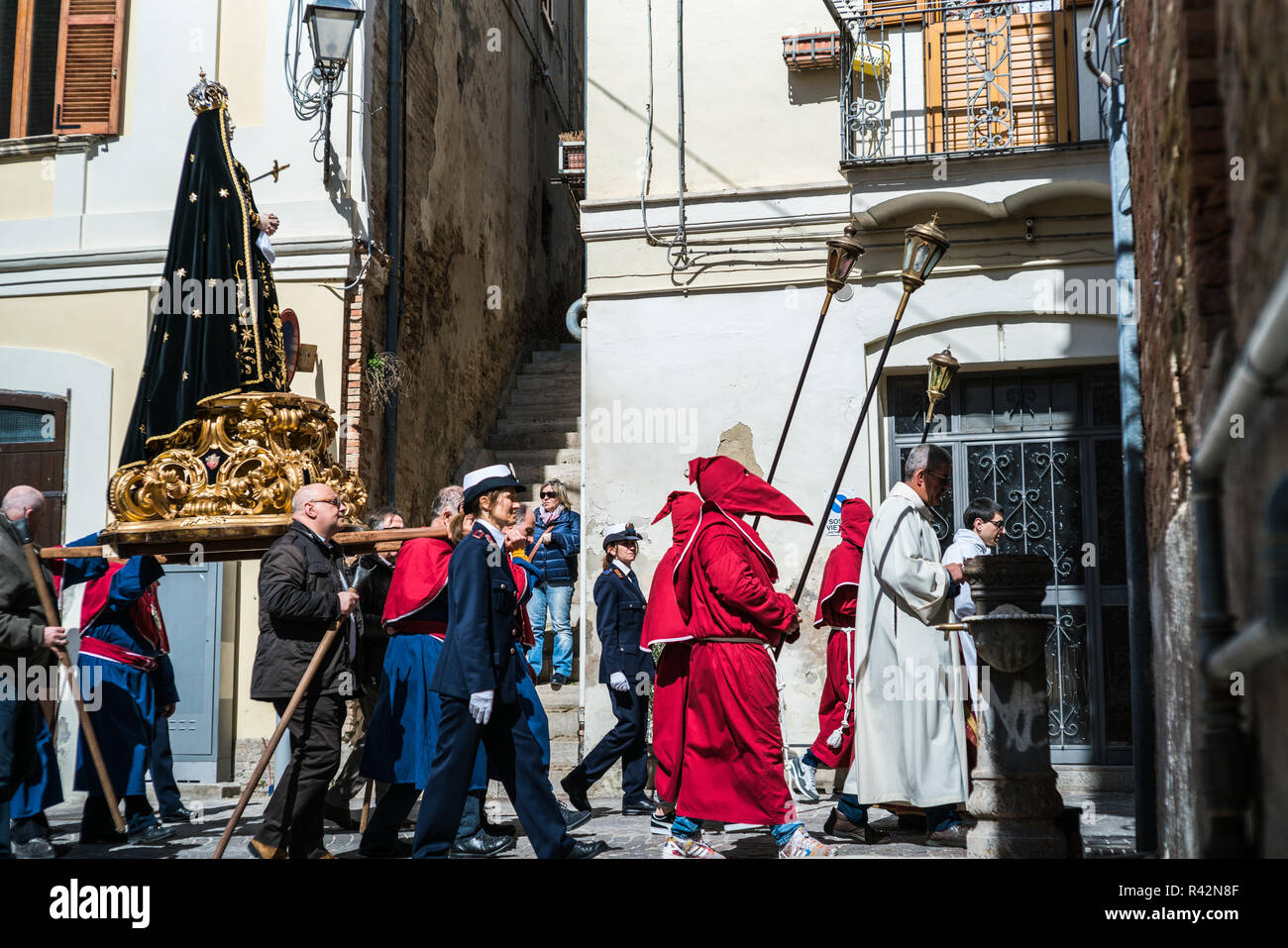 Easter processions in the street of the village Penne, Italy, Europe ...