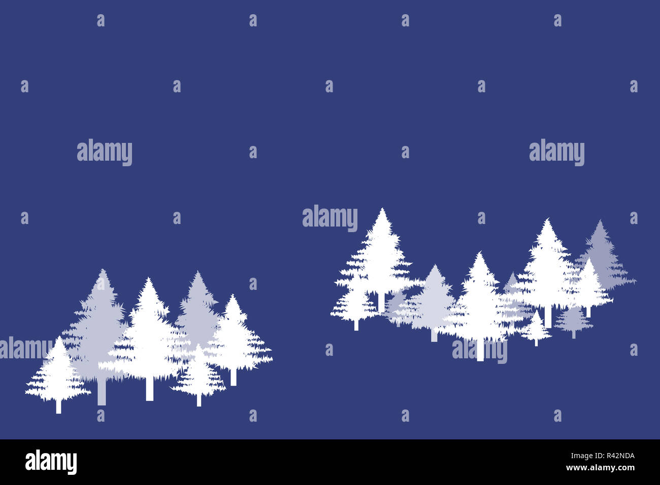 Winter trees on the dark blue background Stock Photo - Alamy