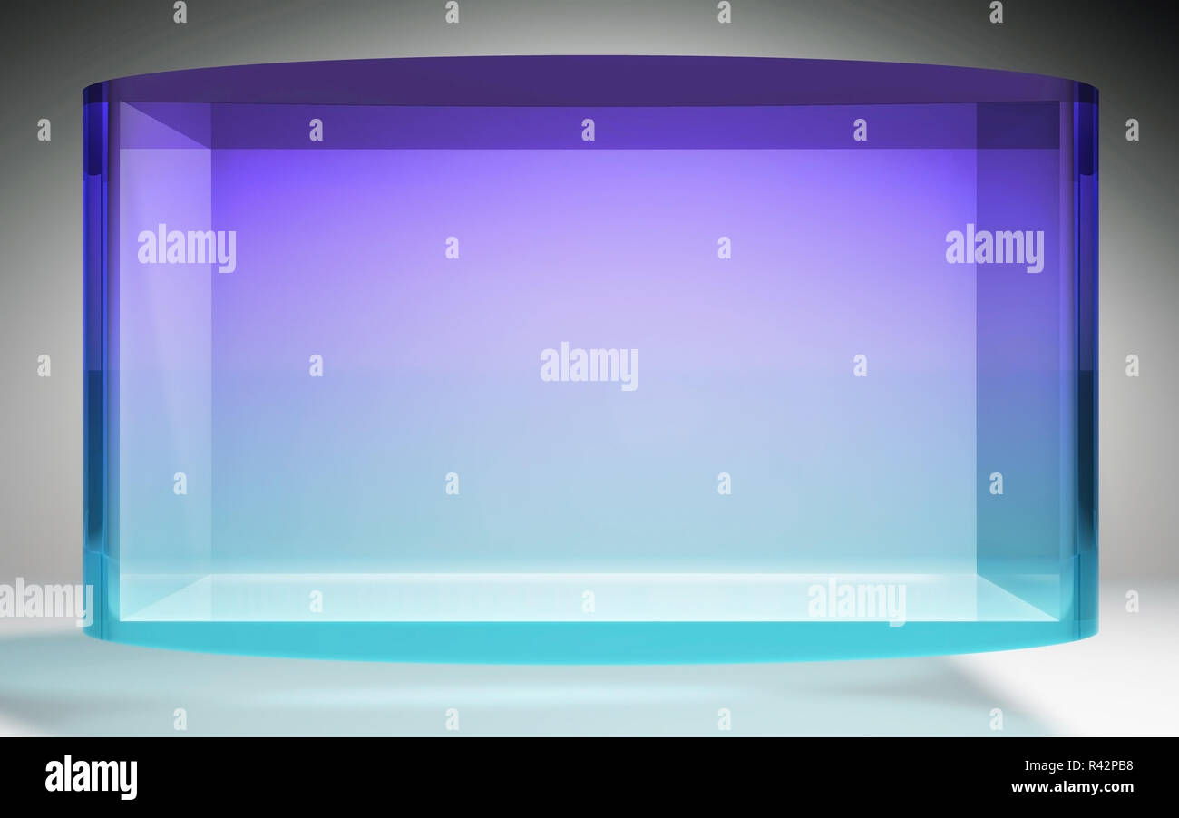 futuristic crystal pop display stand purple blue Stock Photo - Alamy