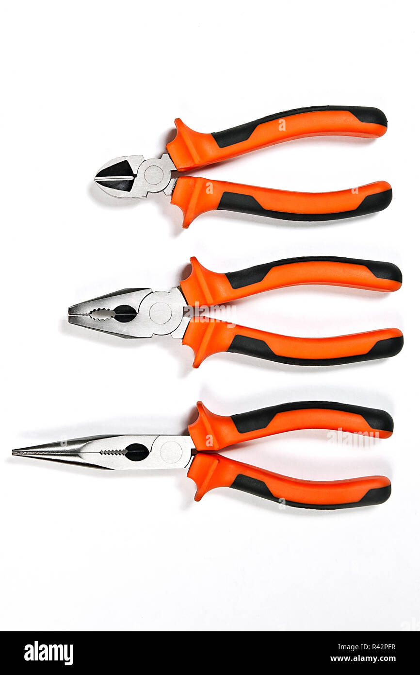 Metal pliers isolated on white background, work tool for engineer Stock ...