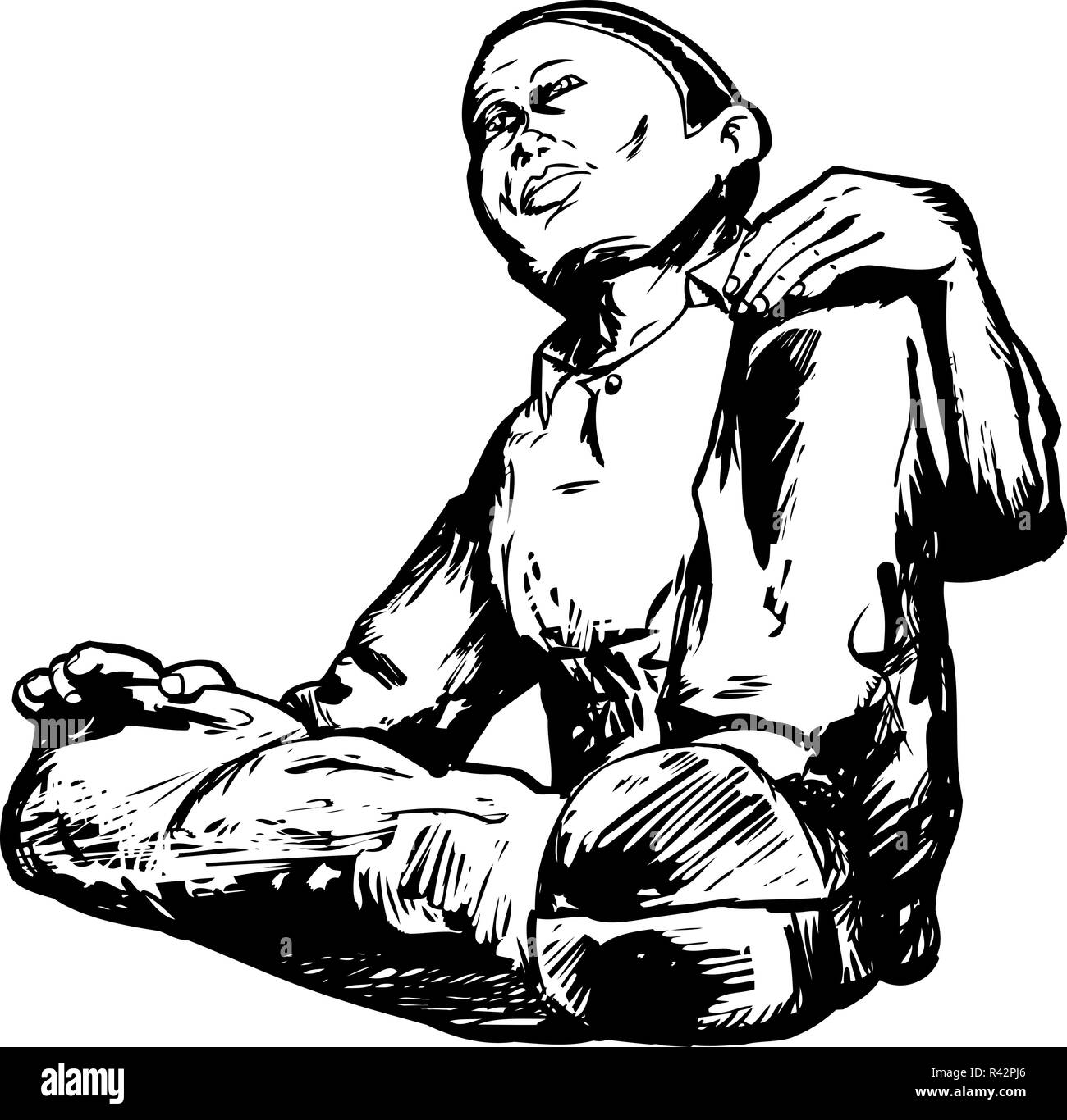 Outline of Man Sitting Stock Photo - Alamy