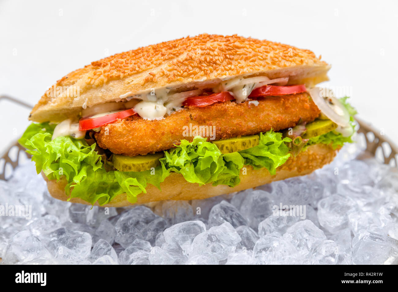 back fish on a bun Stock Photo - Alamy