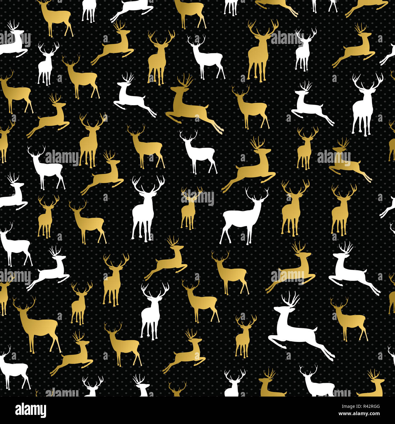 Merry christmas gold reindeer seamless pattern Stock Photo - Alamy