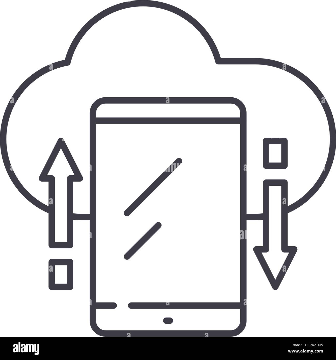 Cloud storage line icon concept. Cloud storage vector linear illustration, symbol, sign Stock ...
