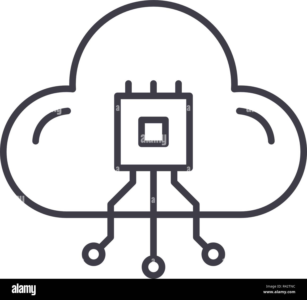 Cloud technologies system line icon concept. Cloud technologies system ...