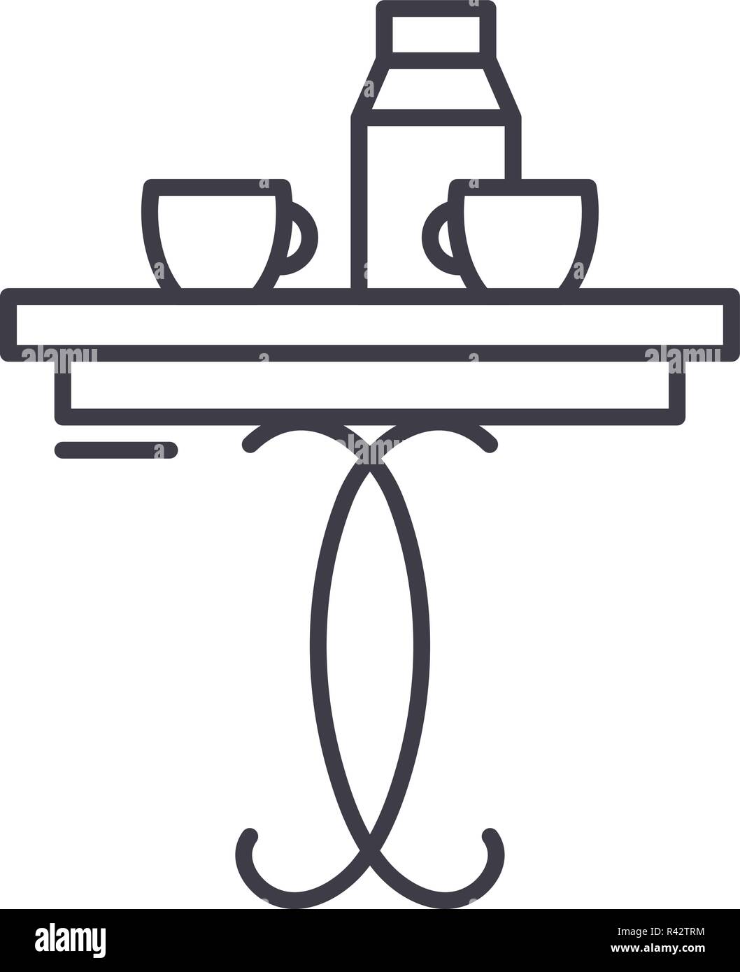 Coffee table line icon concept. Coffee table vector linear illustration ...
