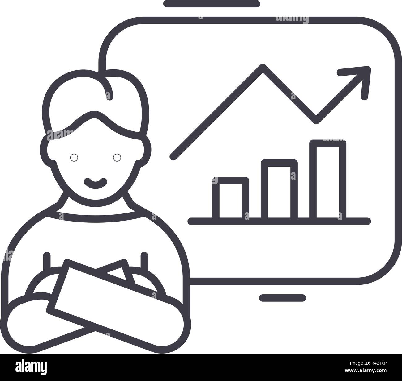 Company progress line icon concept. Company progress vector linear ...