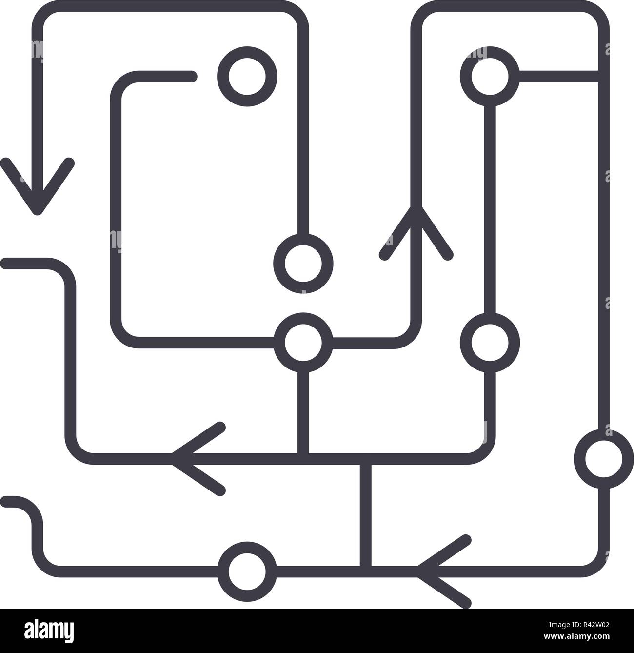 Computer Algorithms Line Icon Concept Computer Algorithms Vector Linear Illustration Symbol