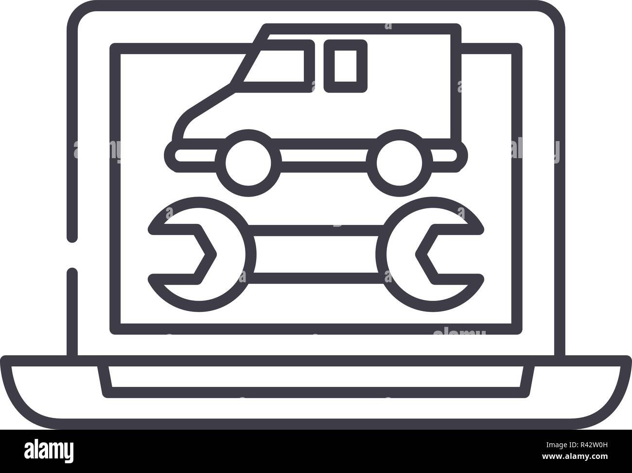 Computer diagnostics line icon concept. Computer diagnostics vector ...