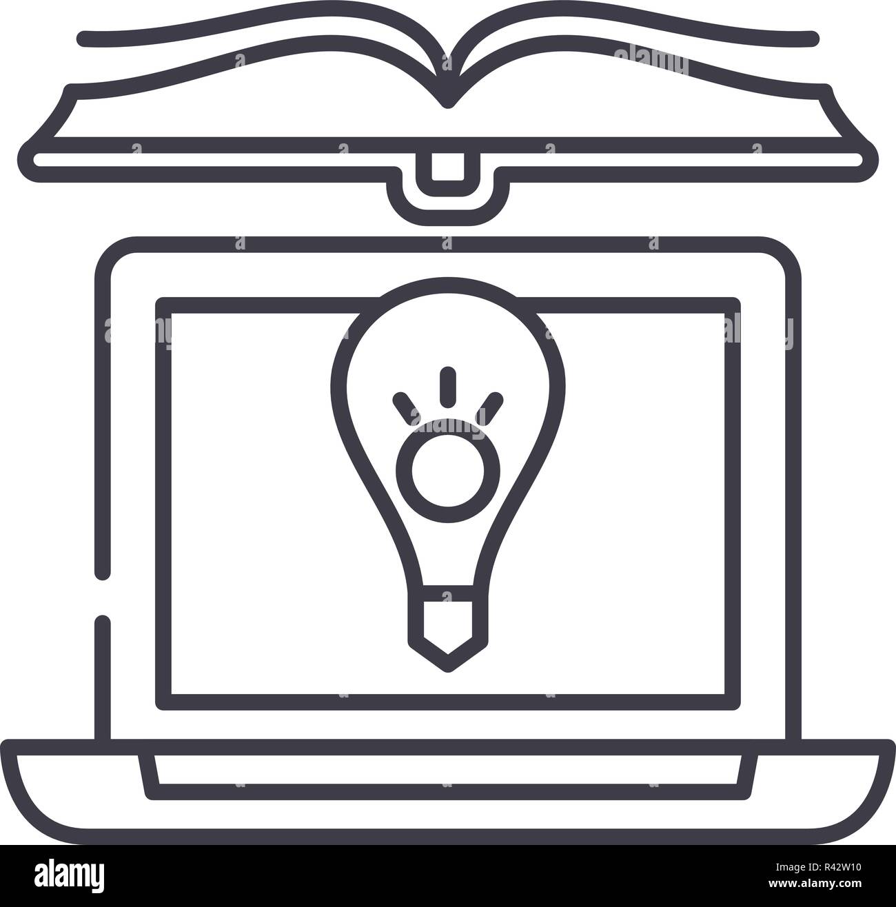 Computer knowledge line icon concept. Computer knowledge vector linear illustration, symbol ...