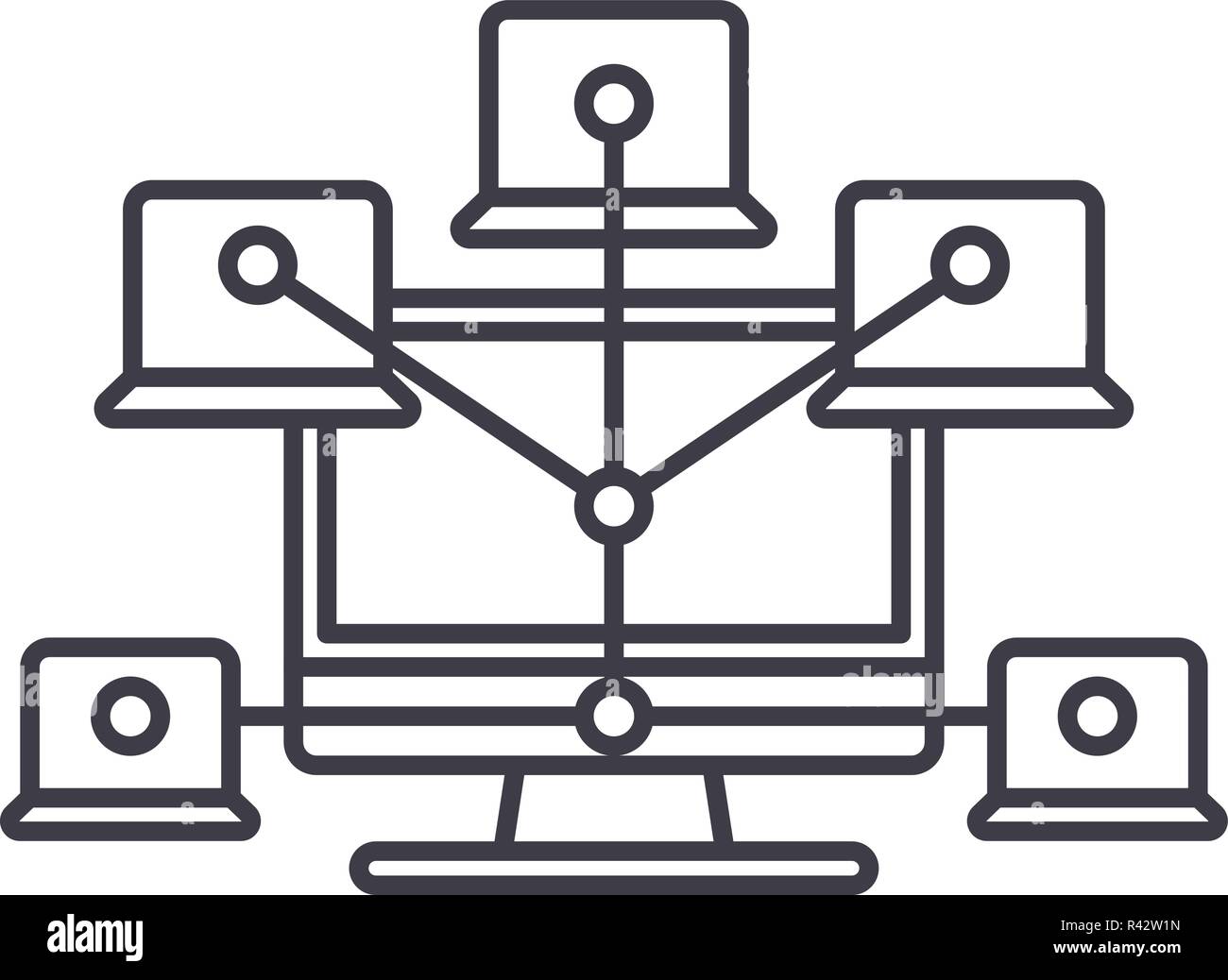 Computer network line icon concept. Computer network vector linear ...