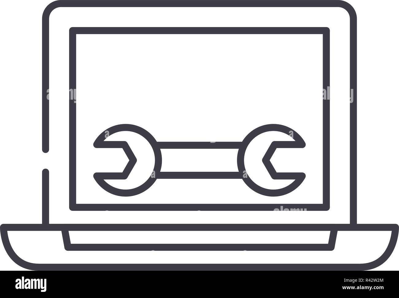 Computer service line icon concept. Computer service vector linear ...