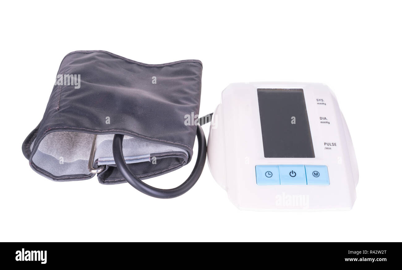 Digital Blood Pressure Monitor on white background Stock Photo - Alamy
