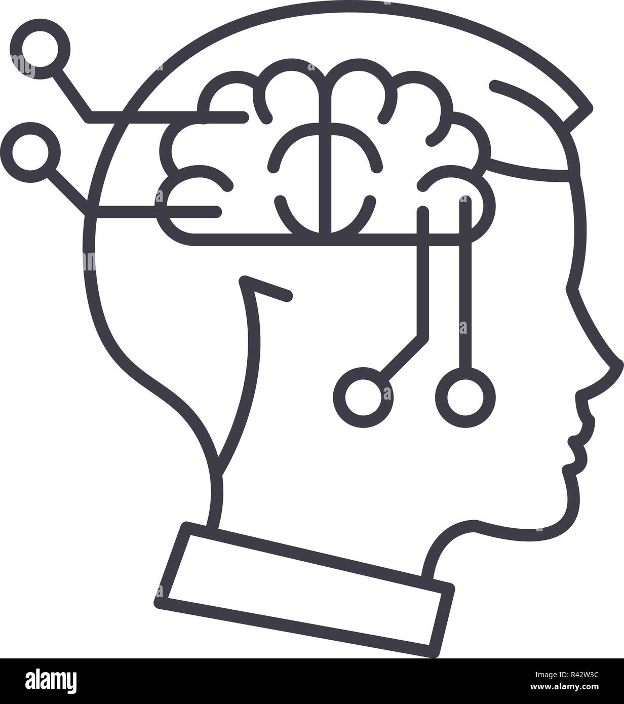 Computer thinking line icon concept. Computer thinking vector linear ... Computer thinking line icon concept. Computer thinking vector linear ...