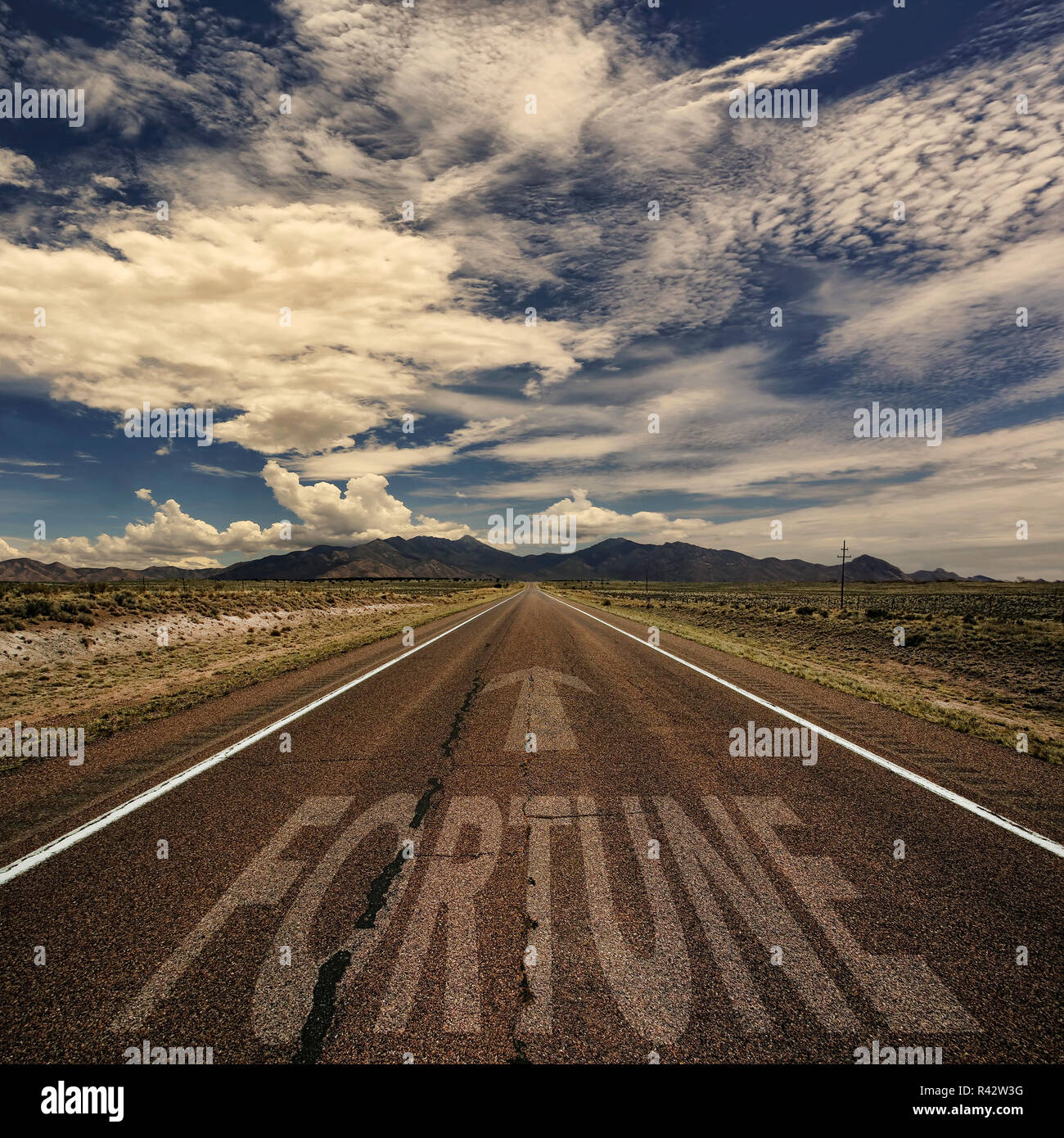 Conceptual Image of Road With the Word Fortune Stock Photo - Alamy