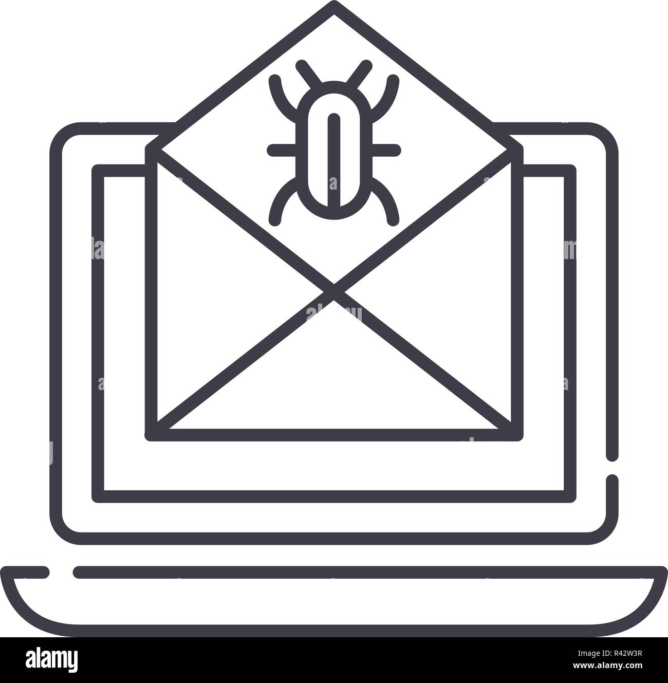 Computer virus line icon concept. Computer virus vector linear ...