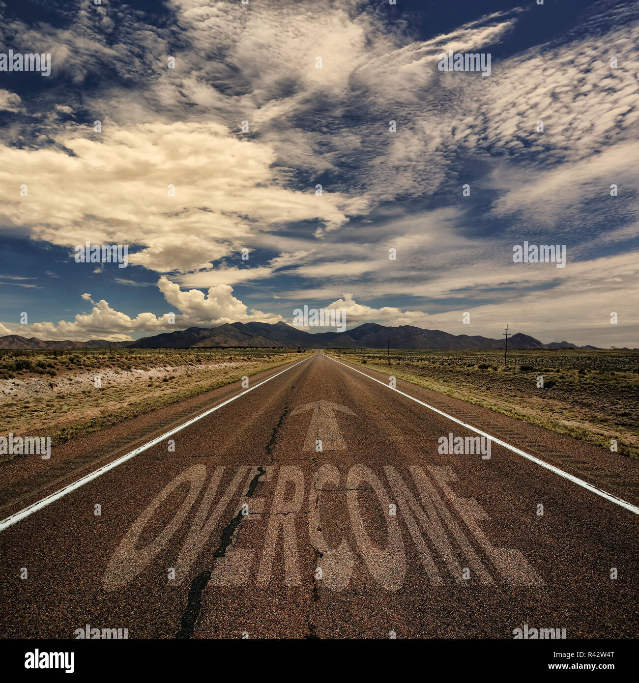 Conceptual Image of Road With the Word Overcome Stock Photo - Alamy