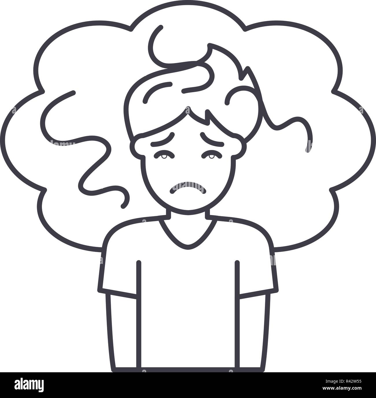 Concern line icon concept. Concern vector linear illustration, symbol ...